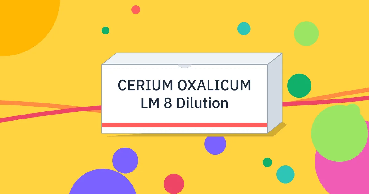 Symbolbild: Packung mit der Aufschrift CERIUM OXALICUM LM 8 Dilution (PZN 13437997) – Verfügbarkeit und Bezug in Apotheken in Frankfurt am Main