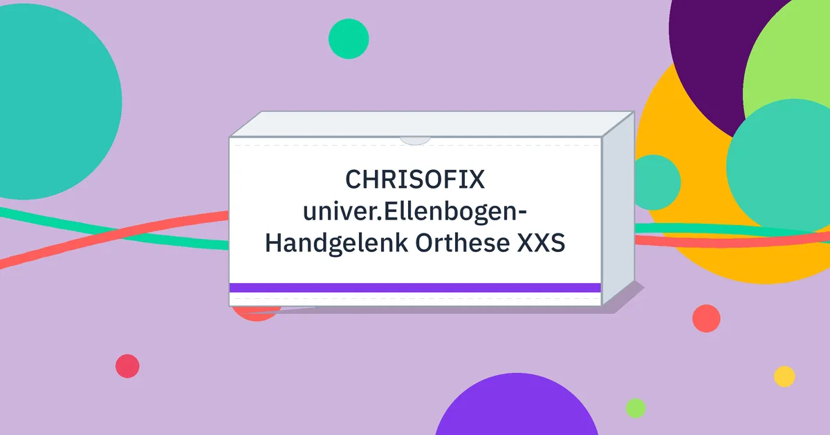 Symbolbild: Packung mit der Aufschrift CHRISOFIX univer.Ellenbogen-Handgelenk Orthese XXS (PZN 19555031) – Verfügbarkeit und Bezug in Apotheken in Frankfurt am Main