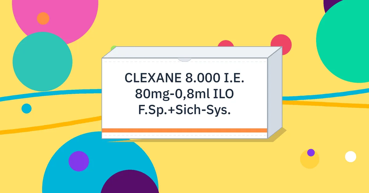 Symbolbild: Packung mit der Aufschrift CLEXANE 8.000 I.E. 80mg-0,8ml ILO F.Sp.+Sich-Sys. (PZN 15815009) – Verfügbarkeit und Bezug in Apotheken in Frankfurt am Main