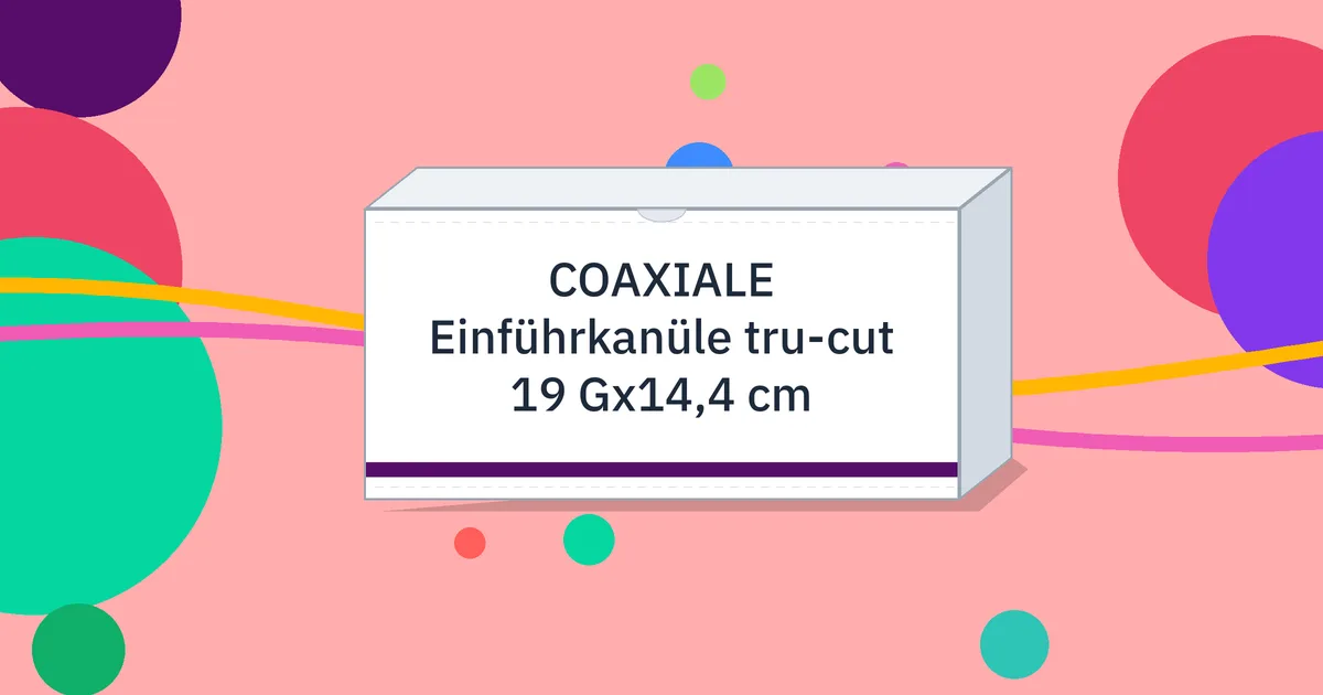 Symbolbild: Packung mit der Aufschrift COAXIALE Einführkanüle tru-cut 19 Gx14,4 cm (PZN 16087730) – Verfügbarkeit und Bezug in Apotheken in Frankfurt am Main