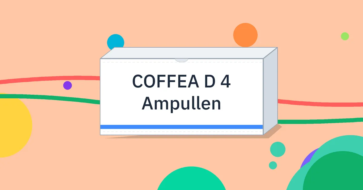 Symbolbild: Packung mit der Aufschrift COFFEA D 4 Ampullen (PZN 11705287) – Verfügbarkeit und Bezug in Apotheken in Frankfurt am Main
