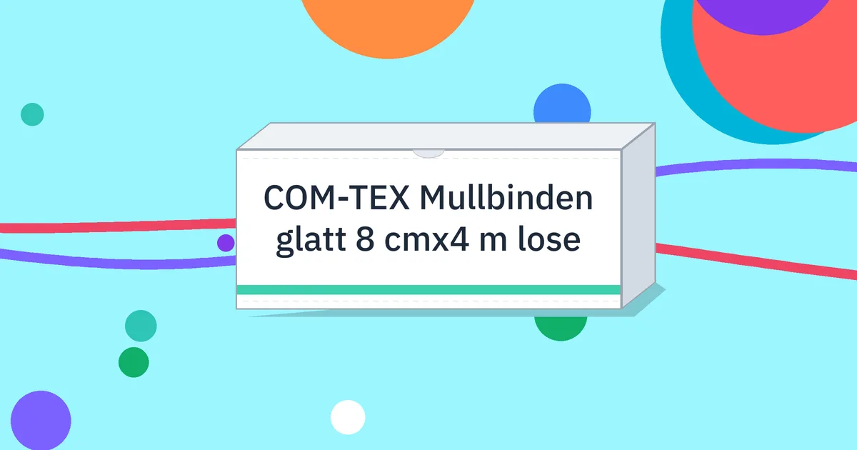 Symbolbild: Packung mit der Aufschrift COM-TEX Mullbinden glatt 8 cmx4 m lose (PZN 17150985) – Verfügbarkeit und Bezug in Apotheken in Frankfurt am Main