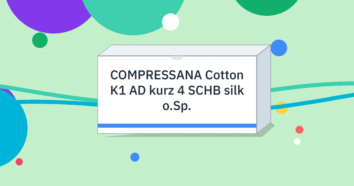 Symbolbild: Packung mit der Aufschrift COMPRESSANA Cotton K1 AD kurz 4 SCHB silk o.Sp. (PZN 16959325) – Verfügbarkeit und Bezug in Apotheken in Frankfurt am Main