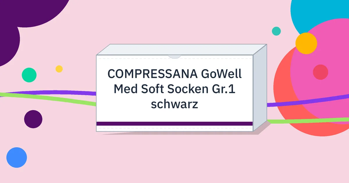 Symbolbild: Packung mit der Aufschrift COMPRESSANA GoWell Med Soft Socken Gr.1 schwarz (PZN 05142934) – Verfügbarkeit und Bezug in Apotheken in Frankfurt am Main