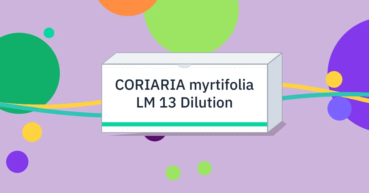 Symbolbild: Packung mit der Aufschrift CORIARIA myrtifolia LM 13 Dilution (PZN 13451678) – Verfügbarkeit und Bezug in Apotheken in Frankfurt am Main
