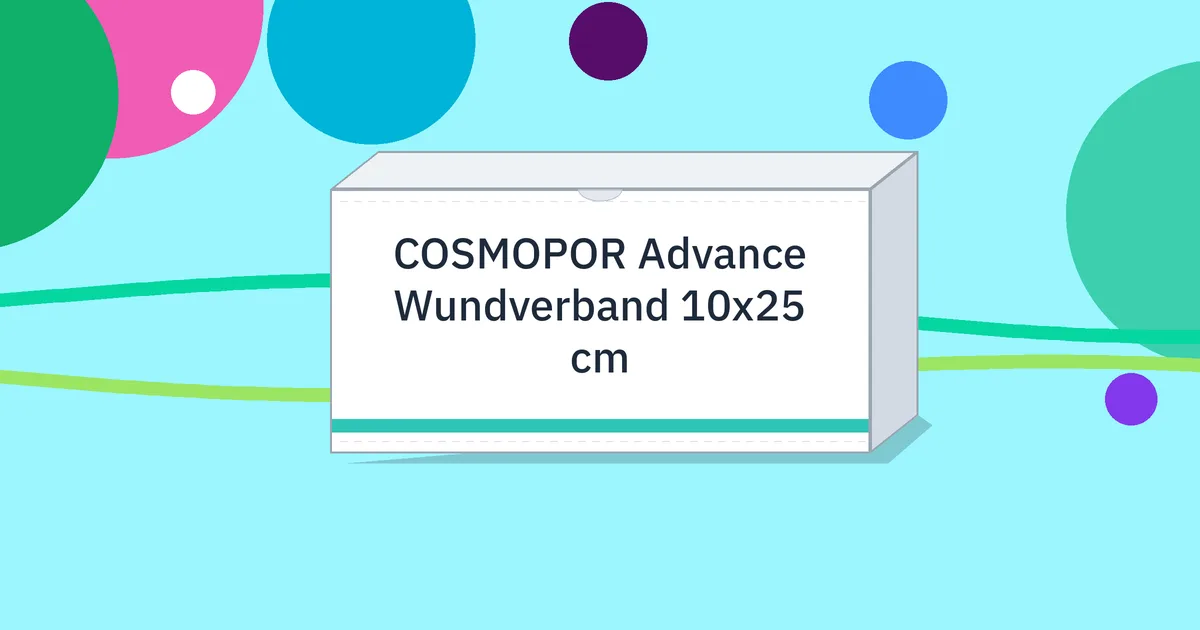Symbolbild: Packung mit der Aufschrift COSMOPOR Advance Wundverband 10x25 cm (PZN 18672094) – Verfügbarkeit und Bezug in Apotheken in Frankfurt am Main
