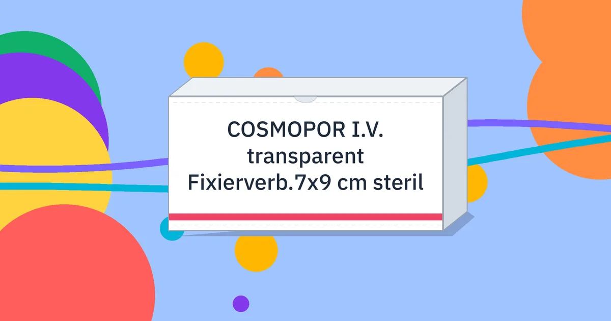 Symbolbild: Packung mit der Aufschrift COSMOPOR I.V. transparent Fixierverb.7x9 cm steril (PZN 15622109) – Verfügbarkeit und Bezug in Apotheken in Frankfurt am Main