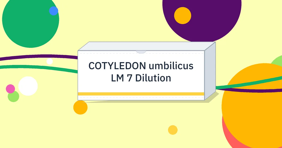 Symbolbild: Packung mit der Aufschrift COTYLEDON umbilicus LM 7 Dilution (PZN 13455771) – Verfügbarkeit und Bezug in Apotheken in Frankfurt am Main