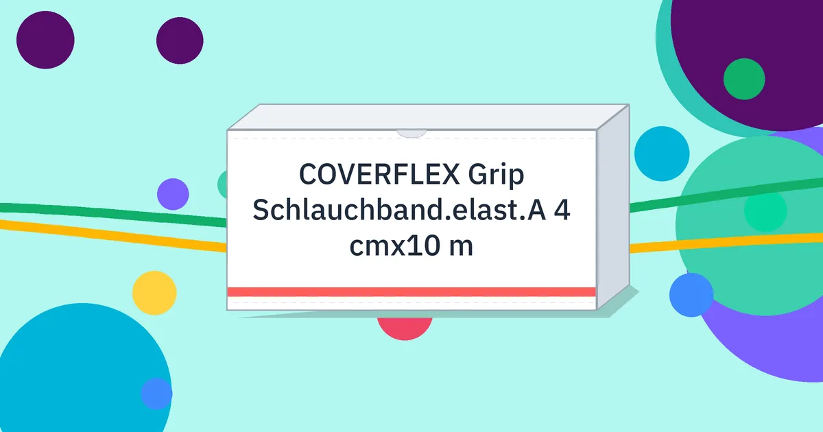 Symbolbild: Packung mit der Aufschrift COVERFLEX Grip Schlauchband.elast.A 4 cmx10 m (PZN 14442115) – Verfügbarkeit und Bezug in Apotheken in Frankfurt am Main