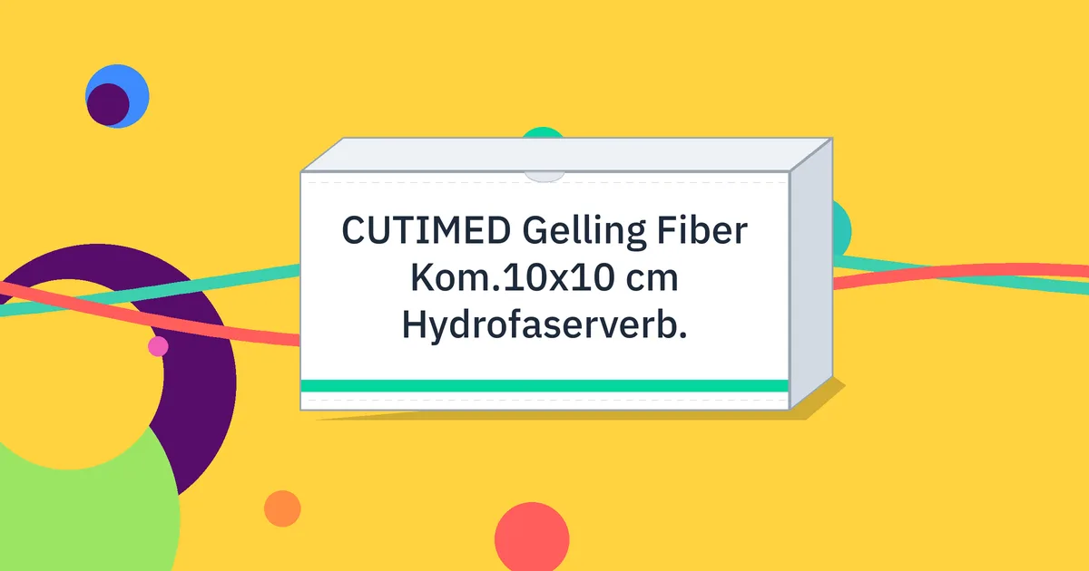 Symbolbild: Packung mit der Aufschrift CUTIMED Gelling Fiber Kom.10x10 cm Hydrofaserverb. (PZN 19295765) – Verfügbarkeit und Bezug in Apotheken in Frankfurt am Main