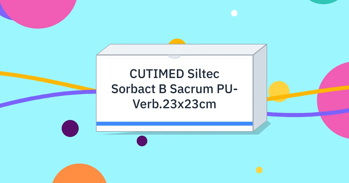 Symbolbild: Packung mit der Aufschrift CUTIMED Siltec Sorbact B Sacrum PU-Verb.23x23cm (PZN 07343269) – Verfügbarkeit und Bezug in Apotheken in Frankfurt am Main