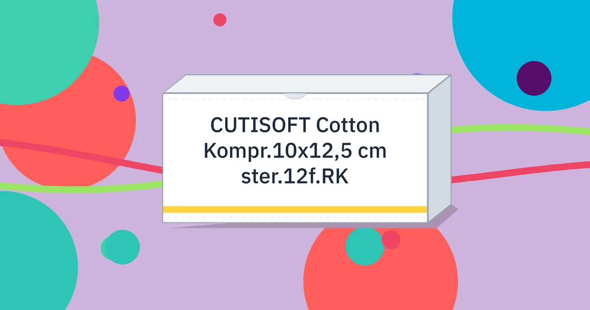 Symbolbild: Packung mit der Aufschrift CUTISOFT Cotton Kompr.10x12,5 cm ster.12f.RK (PZN 03898036) – Verfügbarkeit und Bezug in Apotheken in Frankfurt am Main