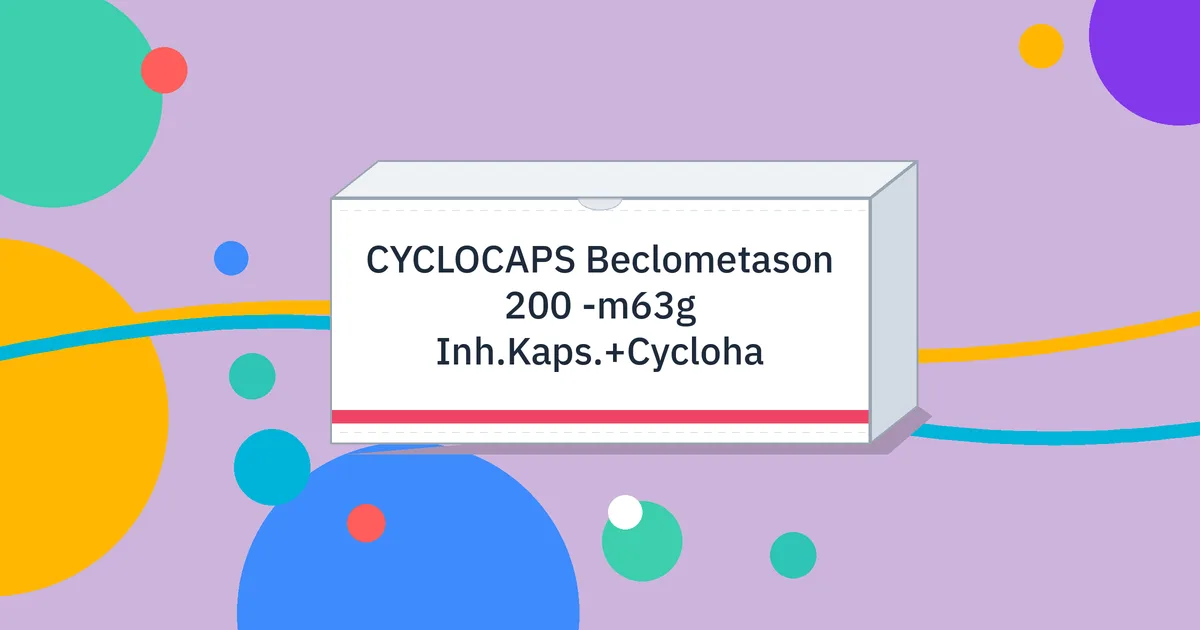 Symbolbild: Packung mit der Aufschrift CYCLOCAPS Beclometason 200 -m63g Inh.Kaps.+Cycloha (PZN 08701127) – Verfügbarkeit und Bezug in Apotheken in Frankfurt am Main