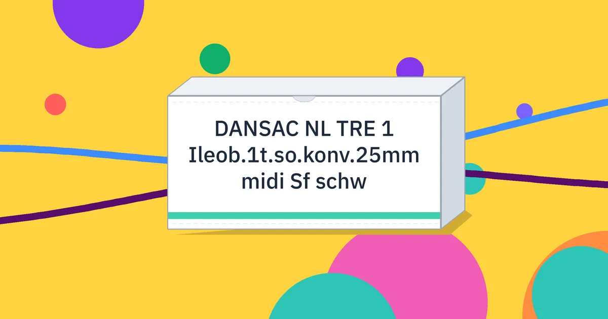 Symbolbild: Packung mit der Aufschrift DANSAC NL TRE 1 Ileob.1t.so.konv.25mm midi Sf schw (PZN 19744944) – Verfügbarkeit und Bezug in Apotheken in Frankfurt am Main