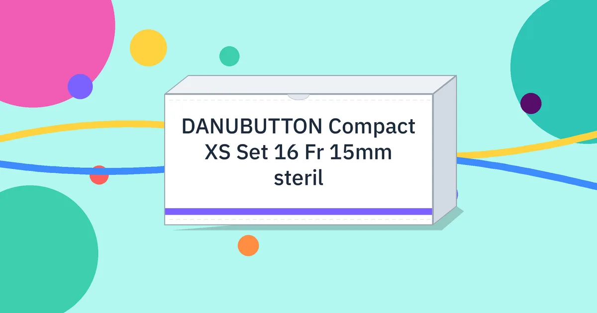 Symbolbild: Packung mit der Aufschrift DANUBUTTON Compact XS Set 16 Fr 15mm steril (PZN 19852800) – Verfügbarkeit und Bezug in Apotheken in Frankfurt am Main