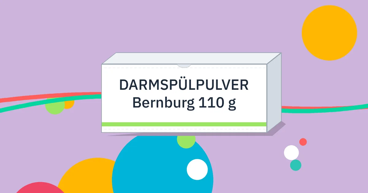Symbolbild: Packung mit der Aufschrift DARMSPÜLPULVER Bernburg 110 g (PZN 03887191) – Verfügbarkeit und Bezug in Apotheken in Frankfurt am Main