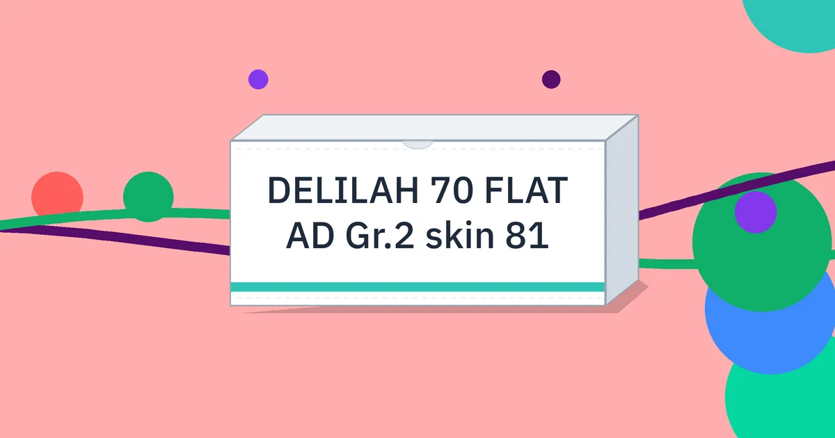 Symbolbild: Packung mit der Aufschrift DELILAH 70 FLAT AD Gr.2 skin 81 (PZN 13847519) – Verfügbarkeit und Bezug in Apotheken in Frankfurt am Main
