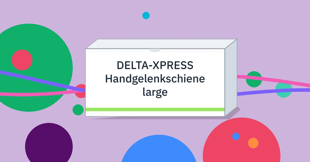 Symbolbild: Packung mit der Aufschrift DELTA-XPRESS Handgelenkschiene large (PZN 09533353) – Verfügbarkeit und Bezug in Apotheken in Frankfurt am Main