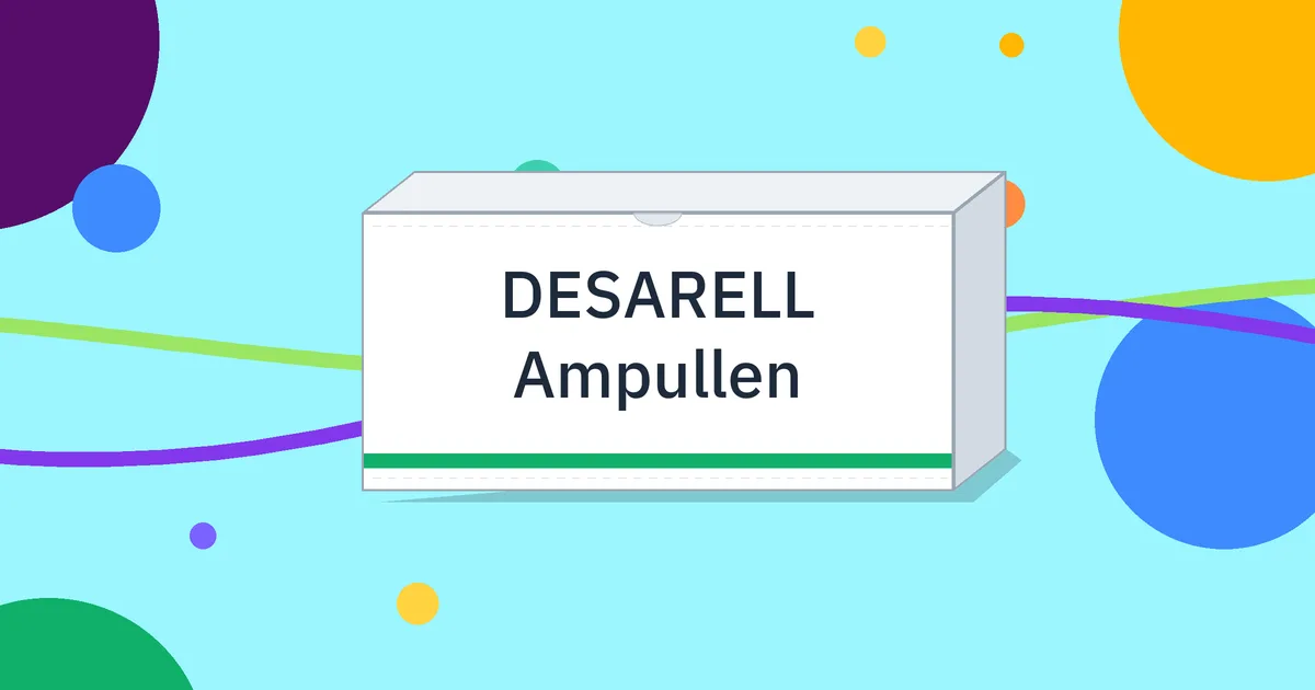 Symbolbild: Packung mit der Aufschrift DESARELL Ampullen (PZN 04657263) – Verfügbarkeit und Bezug in Apotheken in Frankfurt am Main