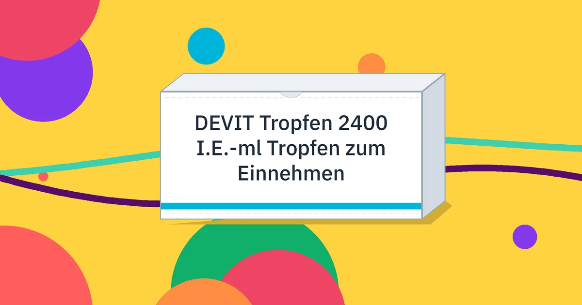 Symbolbild: Packung mit der Aufschrift DEVIT Tropfen 2400 I.E.-ml Tropfen zum Einnehmen (PZN 12426566) – Verfügbarkeit und Bezug in Apotheken in Frankfurt am Main