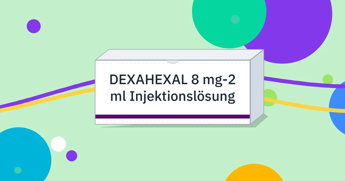 Symbolbild: Packung mit der Aufschrift DEXAHEXAL 8 mg-2 ml Injektionslösung (PZN 01276951) – Verfügbarkeit und Bezug in Apotheken in Frankfurt am Main