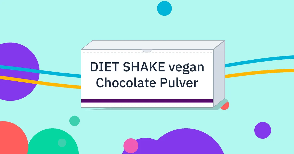 Symbolbild: Packung mit der Aufschrift DIET SHAKE vegan Chocolate Pulver (PZN 13836154) – Verfügbarkeit und Bezug in Apotheken in Frankfurt am Main