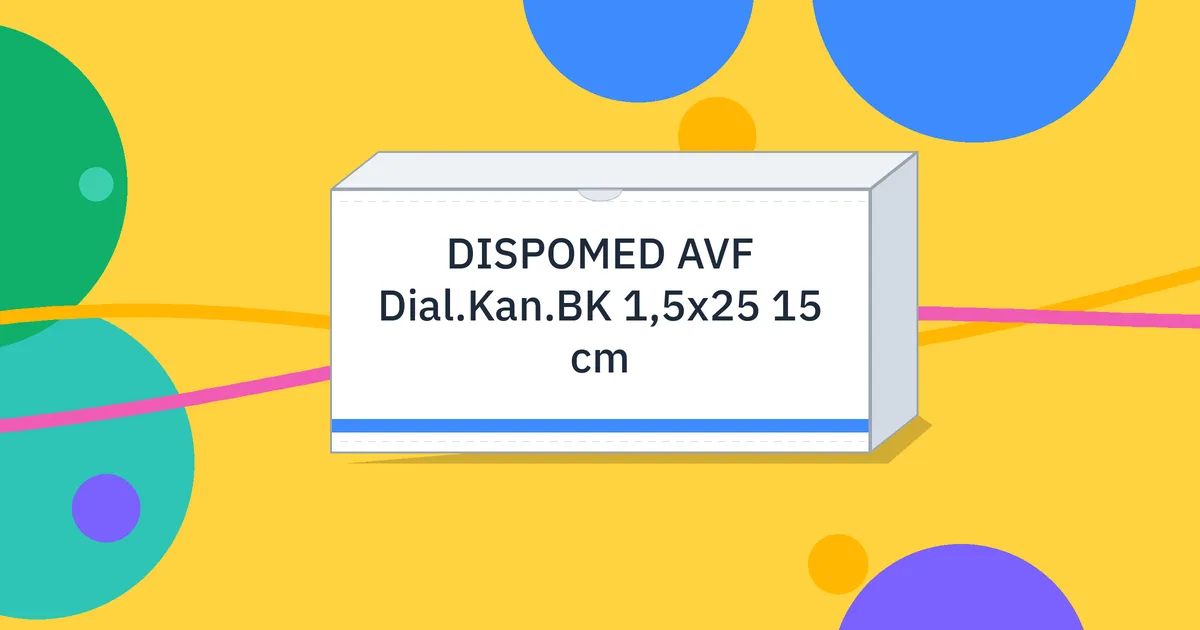 Symbolbild: Packung mit der Aufschrift DISPOMED AVF Dial.Kan.BK 1,5x25 15 cm (PZN 08495691) – Verfügbarkeit und Bezug in Apotheken in Frankfurt am Main
