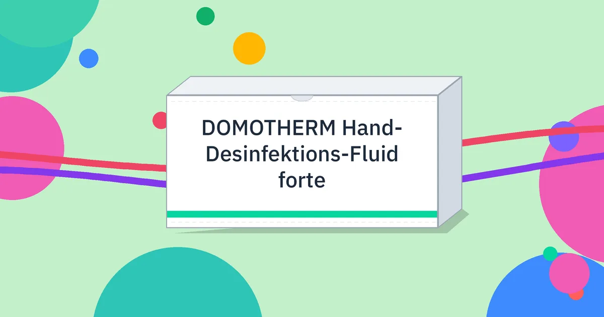 Symbolbild: Packung mit der Aufschrift DOMOTHERM Hand-Desinfektions-Fluid forte (PZN 18767009) – Verfügbarkeit und Bezug in Apotheken in Frankfurt am Main