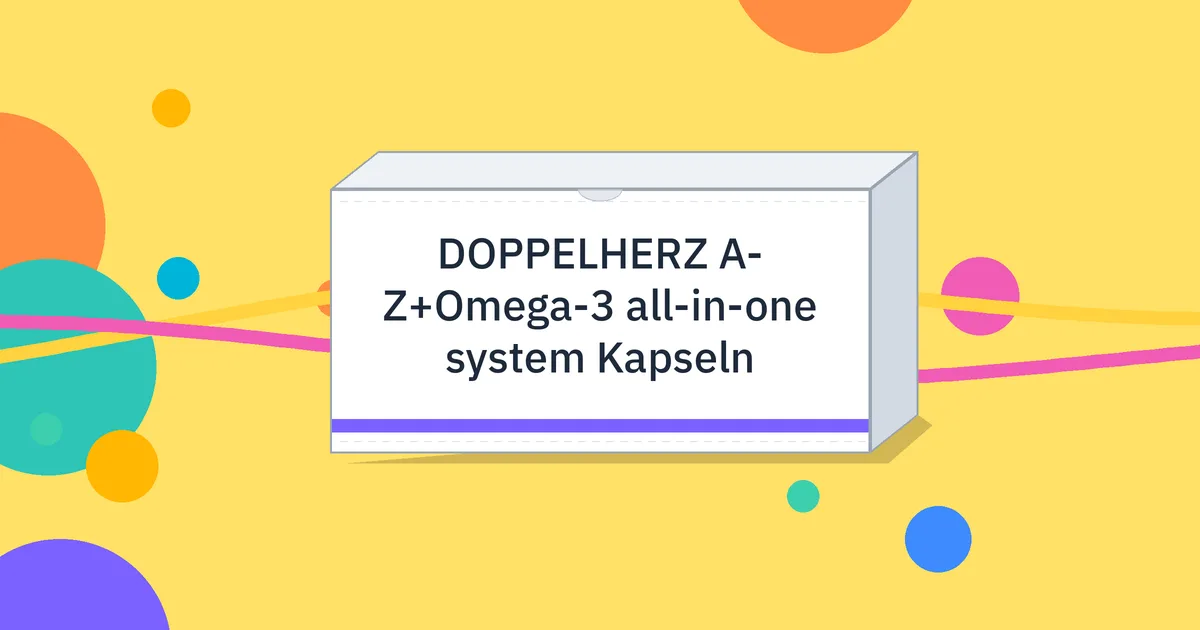 Symbolbild: Packung mit der Aufschrift DOPPELHERZ A-Z+Omega-3 all-in-one system Kapseln (PZN 18196676) – Verfügbarkeit und Bezug in Apotheken in Frankfurt am Main