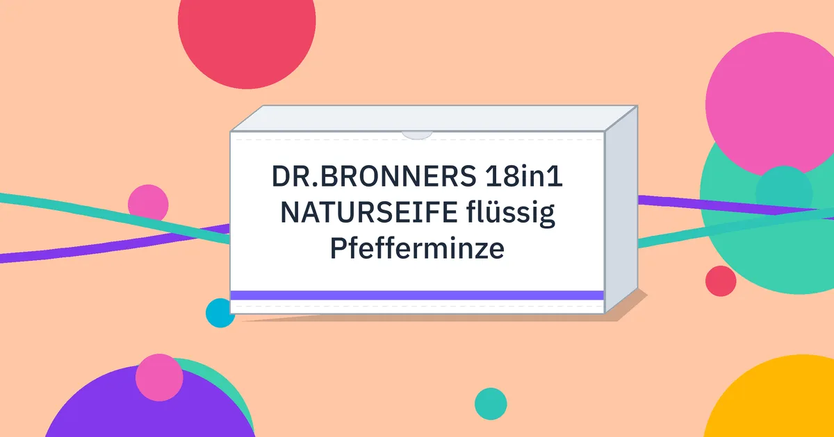 Symbolbild: Packung mit der Aufschrift DR.BRONNERS 18in1 NATURSEIFE flüssig Pfefferminze (PZN 19241640) – Verfügbarkeit und Bezug in Apotheken in Frankfurt am Main