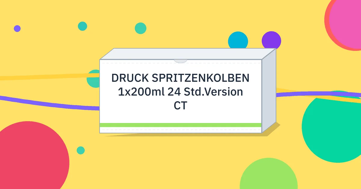 Symbolbild: Packung mit der Aufschrift DRUCK SPRITZENKOLBEN 1x200ml 24 Std.Version CT (PZN 19799804) – Verfügbarkeit und Bezug in Apotheken in Frankfurt am Main