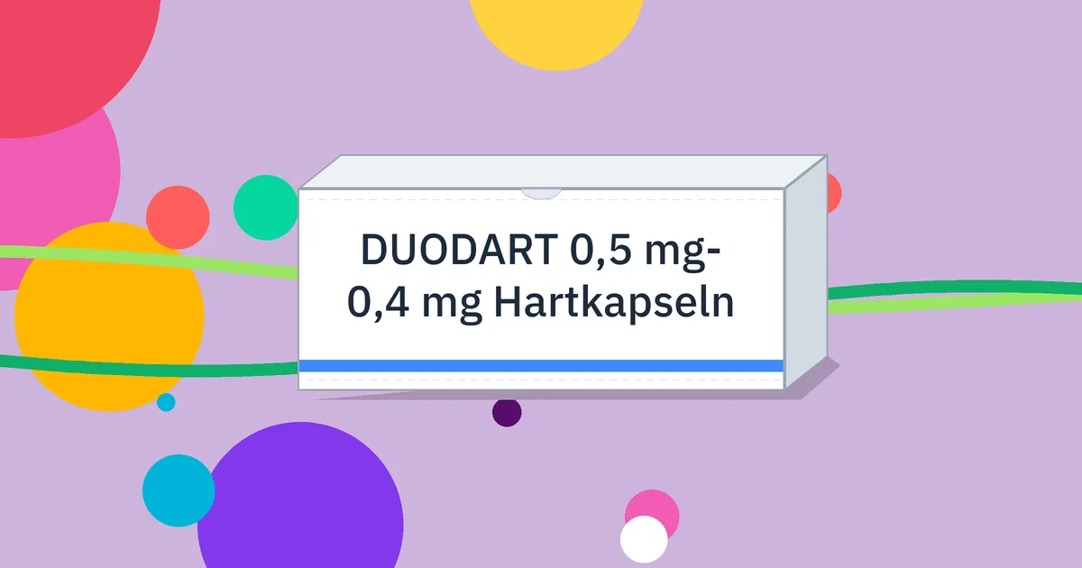 Symbolbild: Packung mit der Aufschrift DUODART 0,5 mg-0,4 mg Hartkapseln (PZN 18022019) – Verfügbarkeit und Bezug in Apotheken in Frankfurt am Main