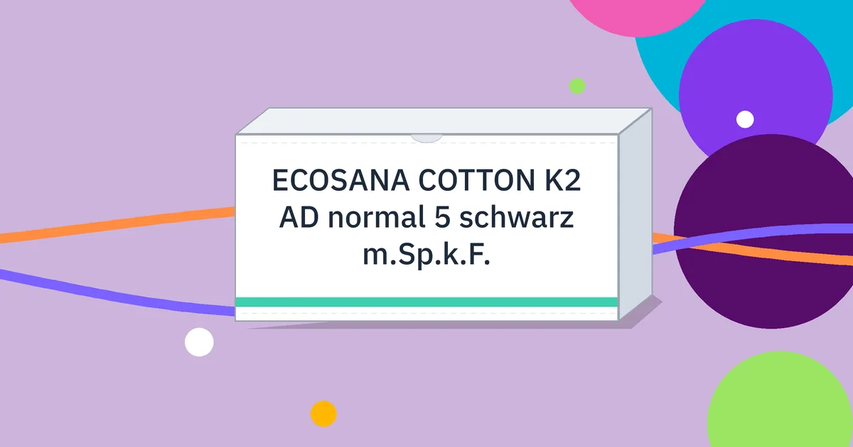 Symbolbild: Packung mit der Aufschrift ECOSANA COTTON K2 AD normal 5 schwarz m.Sp.k.F. (PZN 16947954) – Verfügbarkeit und Bezug in Apotheken in Frankfurt am Main