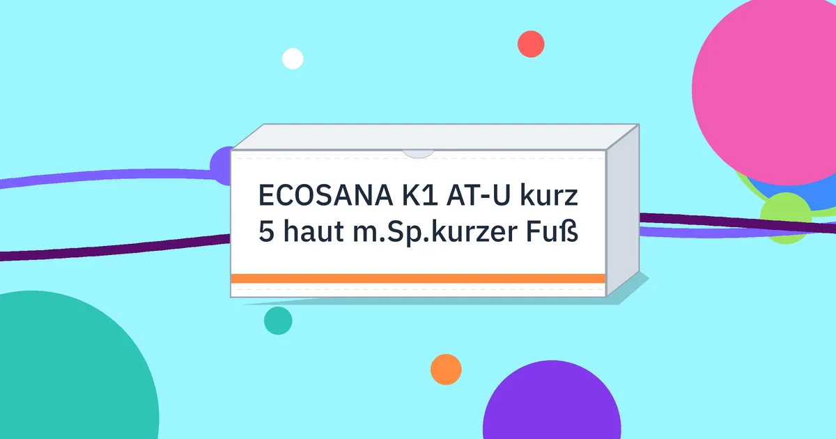 Symbolbild: Packung mit der Aufschrift ECOSANA K1 AT-U kurz 5 haut m.Sp.kurzer Fuß (PZN 04734650) – Verfügbarkeit und Bezug in Apotheken in Frankfurt am Main
