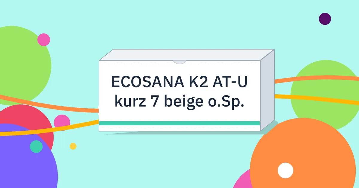 Symbolbild: Packung mit der Aufschrift ECOSANA K2 AT-U kurz 7 beige o.Sp. (PZN 01595691) – Verfügbarkeit und Bezug in Apotheken in Frankfurt am Main