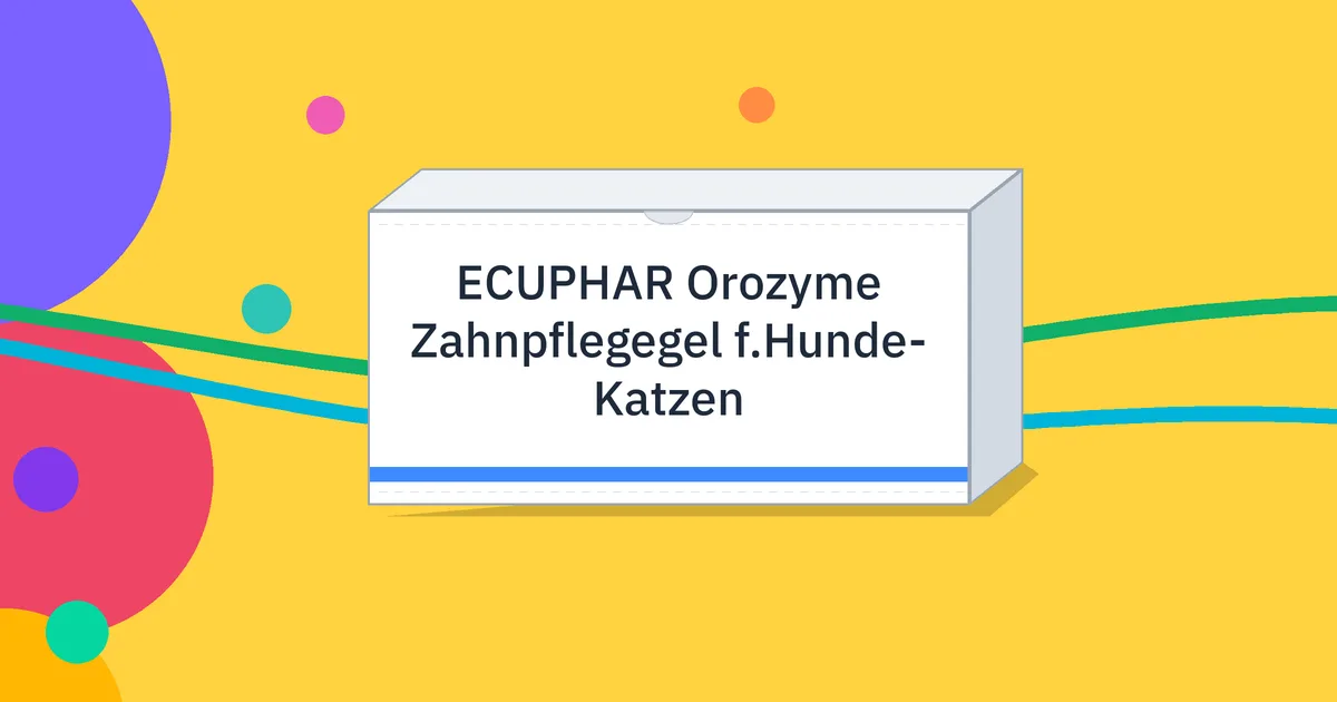 Symbolbild: Packung mit der Aufschrift ECUPHAR Orozyme Zahnpflegegel f.Hunde-Katzen (PZN 19445756) – Verfügbarkeit und Bezug in Apotheken in Frankfurt am Main