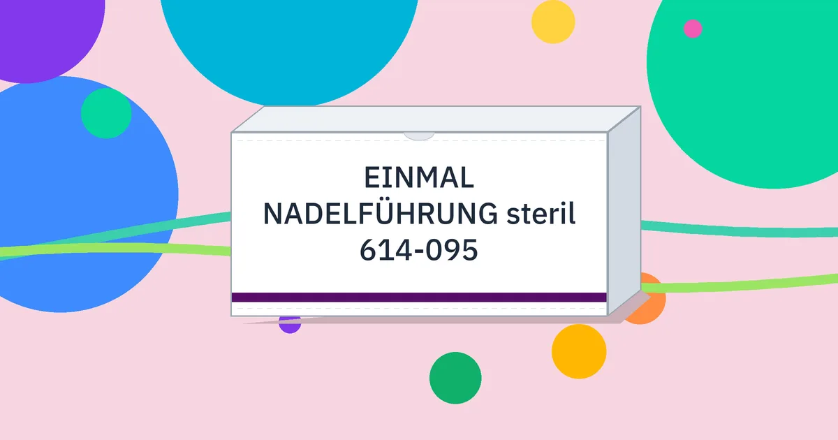 Symbolbild: Packung mit der Aufschrift EINMAL NADELFÜHRUNG steril 614-095 (PZN 19784524) – Verfügbarkeit und Bezug in Apotheken in Frankfurt am Main