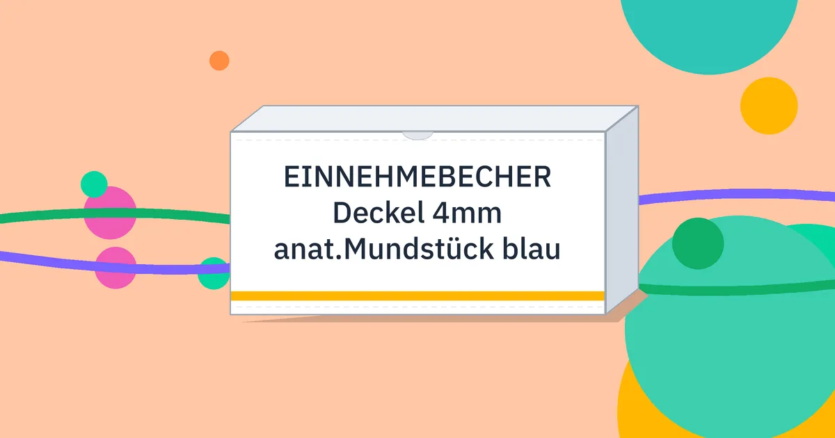 Symbolbild: Packung mit der Aufschrift EINNEHMEBECHER Deckel 4mm anat.Mundstück blau (PZN 13919087) – Verfügbarkeit und Bezug in Apotheken in Frankfurt am Main