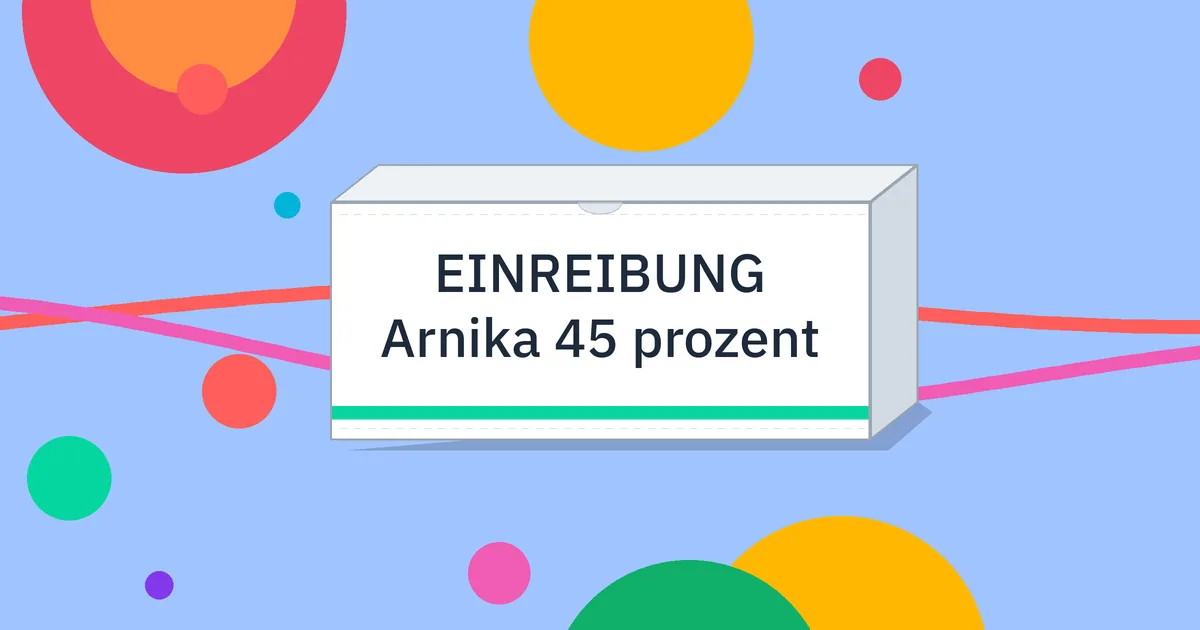 Symbolbild: Packung mit der Aufschrift EINREIBUNG Arnika 45 prozent (PZN 05501652) – Verfügbarkeit und Bezug in Apotheken in Frankfurt am Main