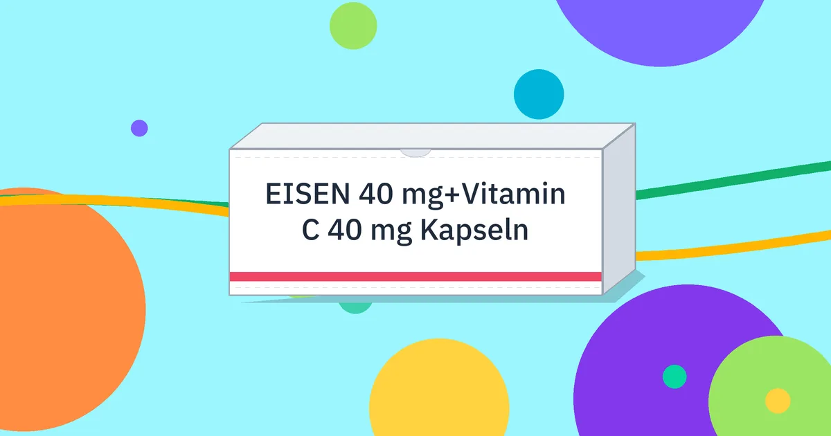 Symbolbild: Packung mit der Aufschrift EISEN 40 mg+Vitamin C 40 mg Kapseln (PZN 17632394) – Verfügbarkeit und Bezug in Apotheken in Frankfurt am Main
