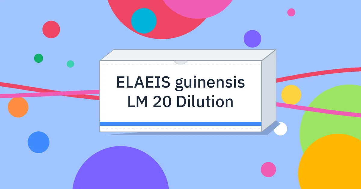 Symbolbild: Packung mit der Aufschrift ELAEIS guinensis LM 20 Dilution (PZN 13469885) – Verfügbarkeit und Bezug in Apotheken in Frankfurt am Main