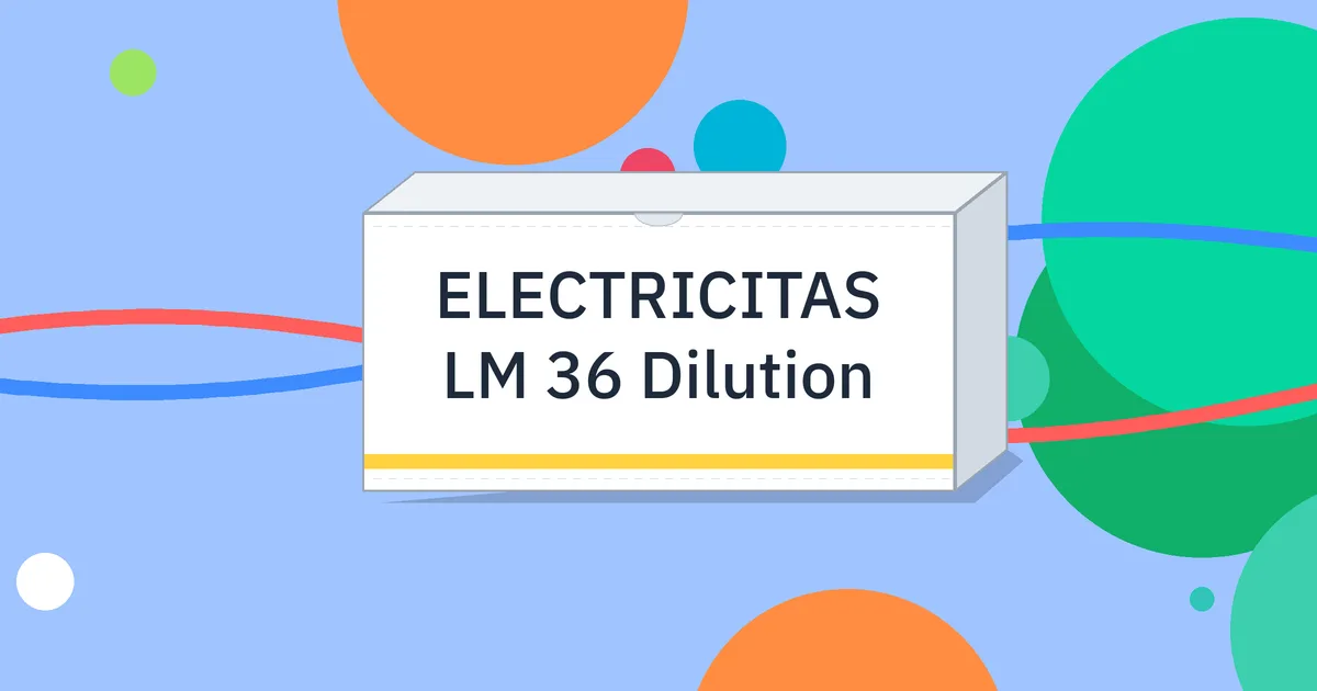 Symbolbild: Packung mit der Aufschrift ELECTRICITAS LM 36 Dilution (PZN 12844619) – Verfügbarkeit und Bezug in Apotheken in Frankfurt am Main