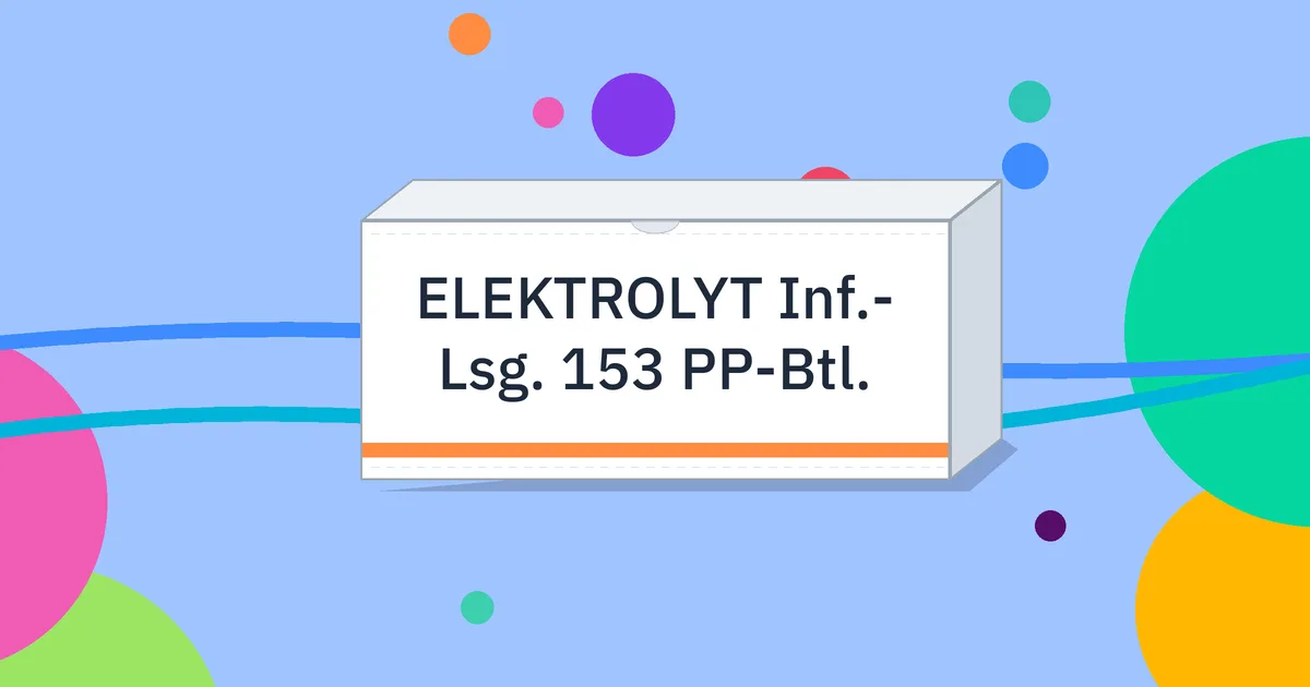 Symbolbild: Packung mit der Aufschrift ELEKTROLYT Inf.-Lsg. 153 PP-Btl. (PZN 04101407) – Verfügbarkeit und Bezug in Apotheken in Frankfurt am Main