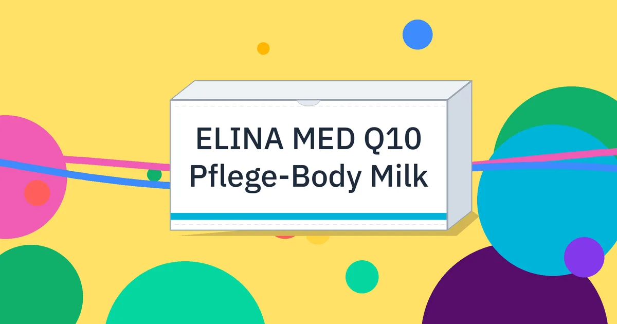 Symbolbild: Packung mit der Aufschrift ELINA MED Q10 Pflege-Body Milk (PZN 11294890) – Verfügbarkeit und Bezug in Apotheken in Frankfurt am Main