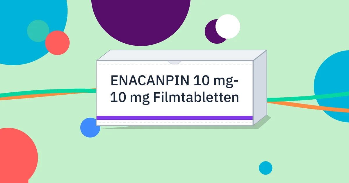 Symbolbild: Packung mit der Aufschrift ENACANPIN 10 mg-10 mg Filmtabletten (PZN 12529527) – Verfügbarkeit und Bezug in Apotheken in Frankfurt am Main