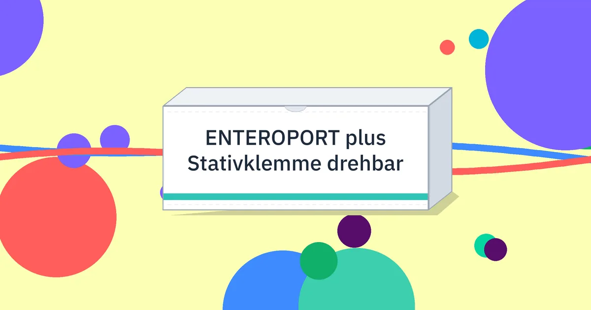 Symbolbild: Packung mit der Aufschrift ENTEROPORT plus Stativklemme drehbar (PZN 02571020) – Verfügbarkeit und Bezug in Apotheken in Frankfurt am Main