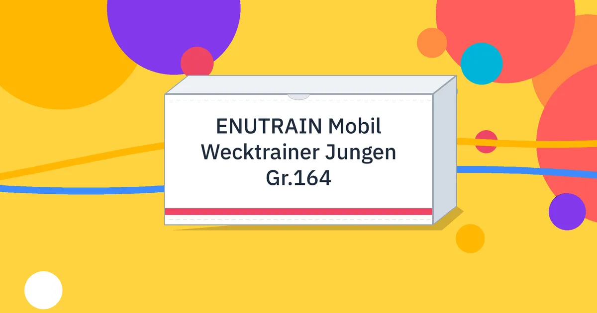 Symbolbild: Packung mit der Aufschrift ENUTRAIN Mobil Wecktrainer Jungen Gr.164 (PZN 09200769) – Verfügbarkeit und Bezug in Apotheken in Frankfurt am Main