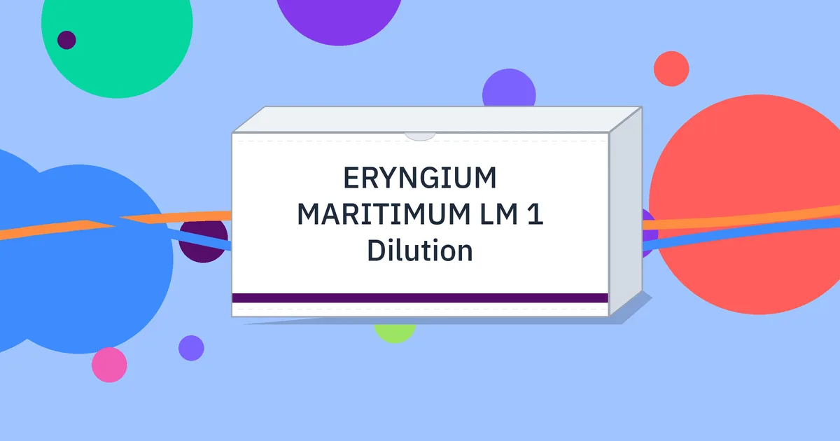 Symbolbild: Packung mit der Aufschrift ERYNGIUM MARITIMUM LM 1 Dilution (PZN 13478890) – Verfügbarkeit und Bezug in Apotheken in Frankfurt am Main