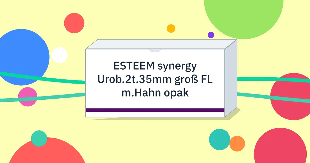 Symbolbild: Packung mit der Aufschrift ESTEEM synergy Urob.2t.35mm groß FL m.Hahn opak (PZN 02197952) – Verfügbarkeit und Bezug in Apotheken in Frankfurt am Main