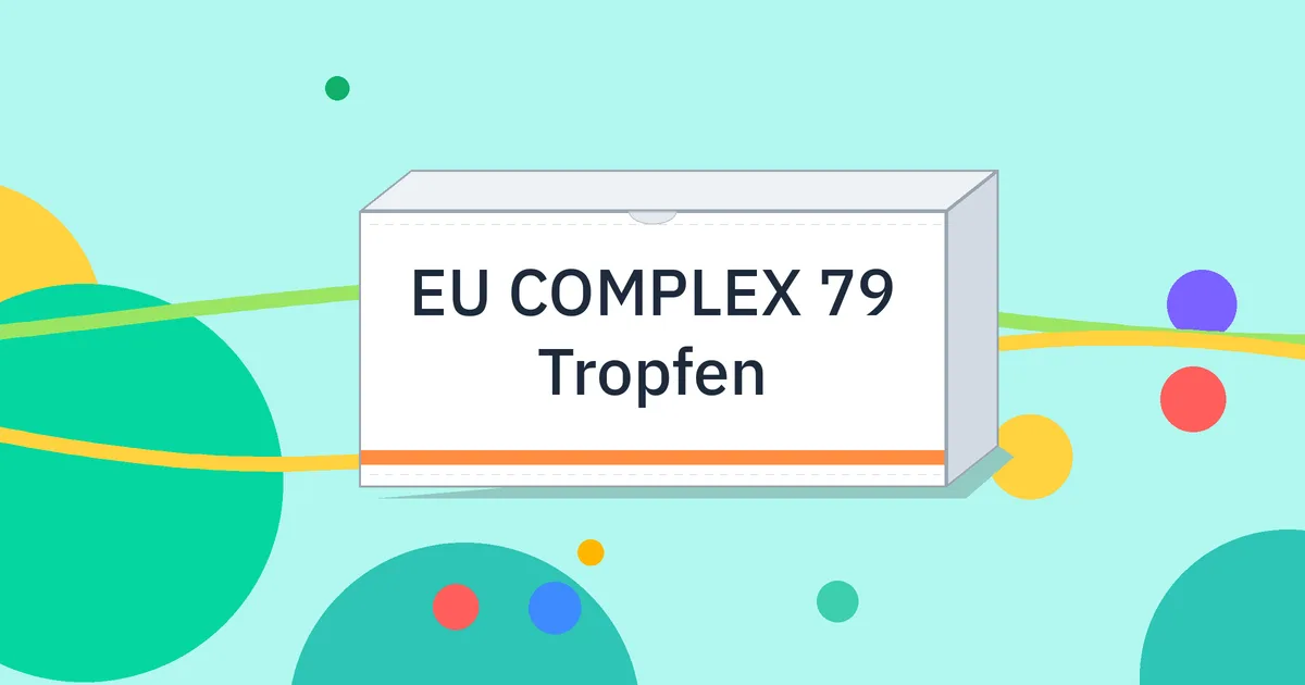 Symbolbild: Packung mit der Aufschrift EU COMPLEX 79 Tropfen (PZN 18351384) – Verfügbarkeit und Bezug in Apotheken in Frankfurt am Main